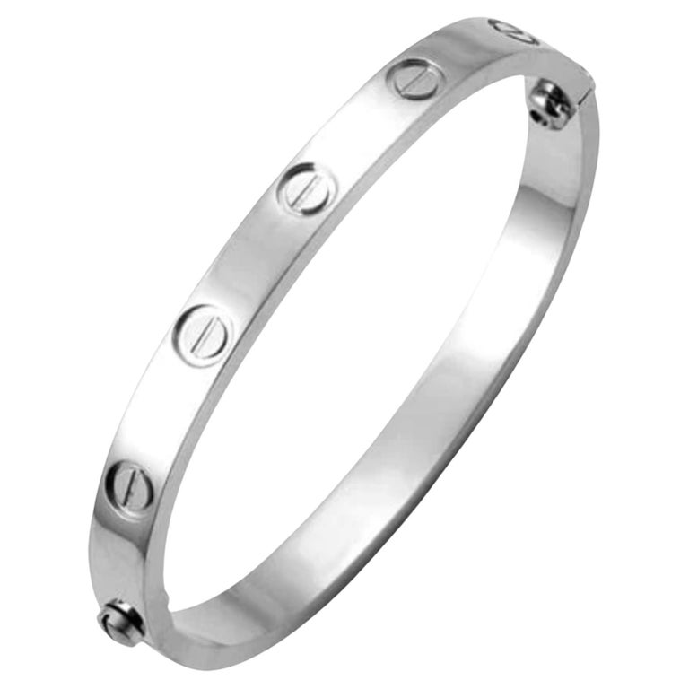 Cartier Love Bracelet Size 18 in White Gold For Sale at 1stDibs