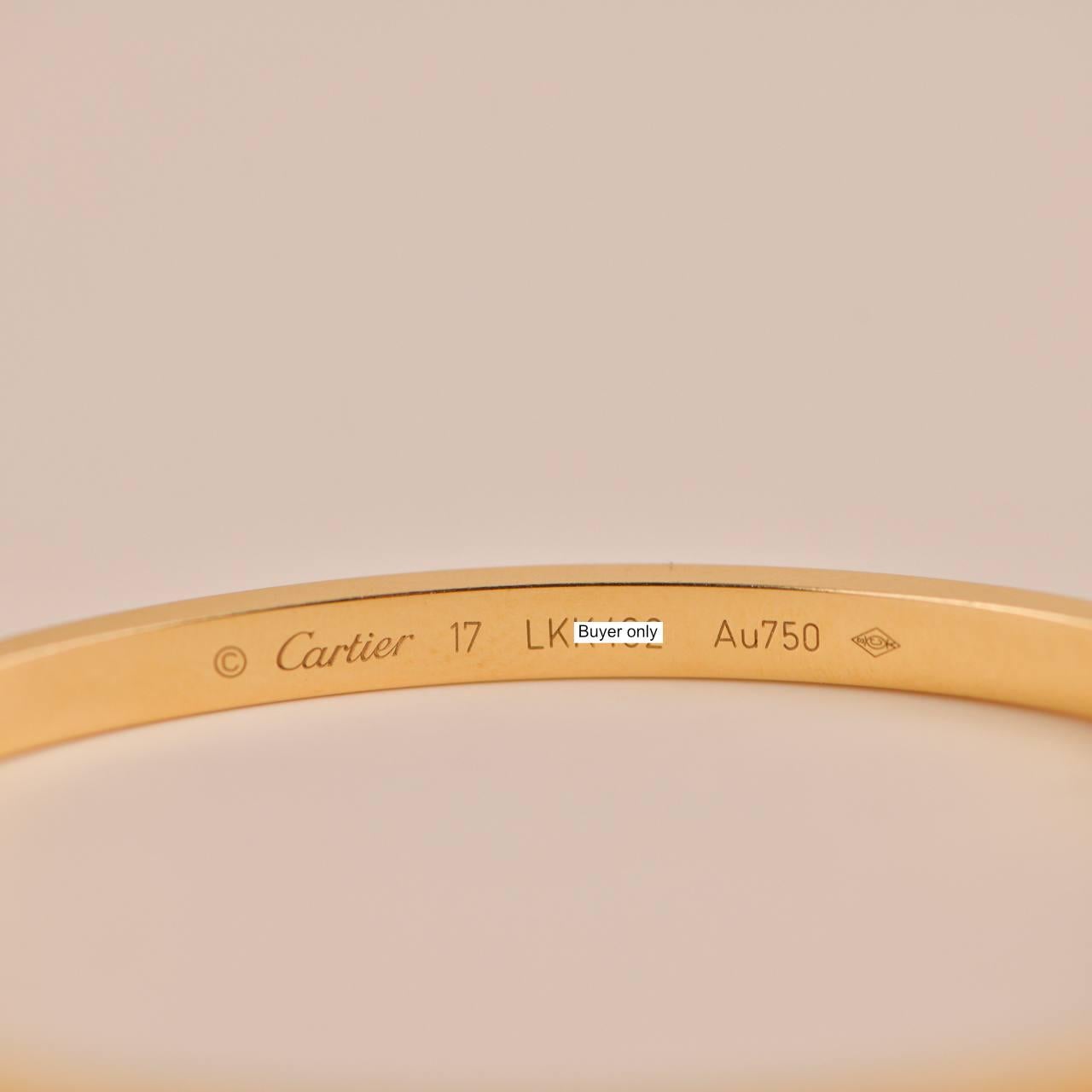 Cartier Love Bracelet Small Model 18K Yellow Gold Size 17 For Sale at ...