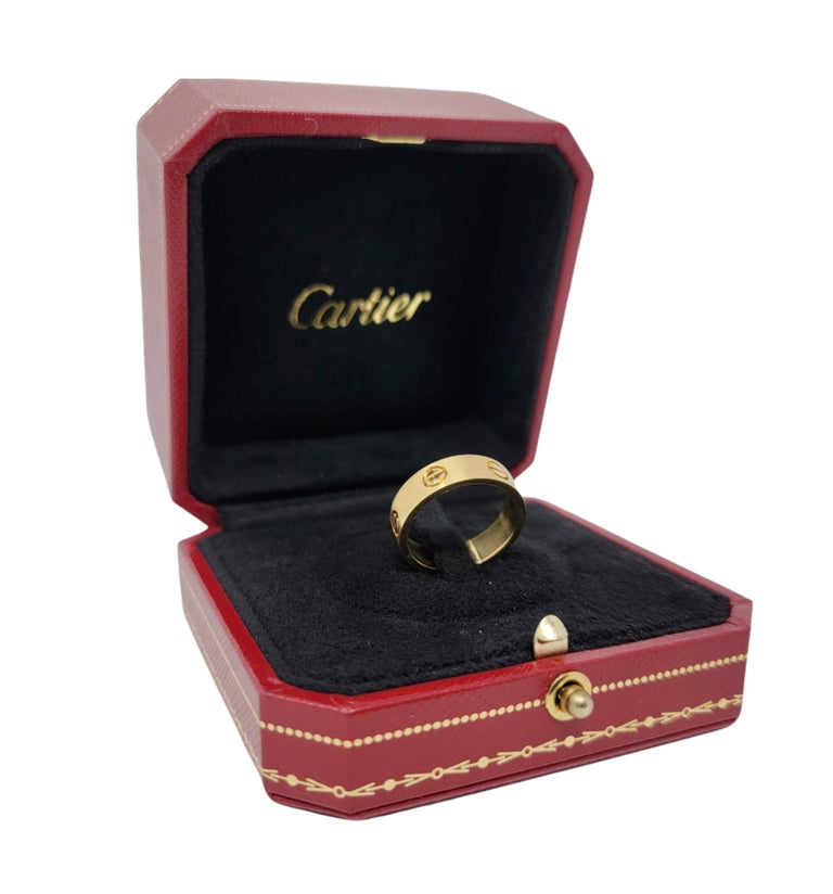 Cartier Love Collection 18 Karat Yellow Gold Band Ring with Box at 1stDibs