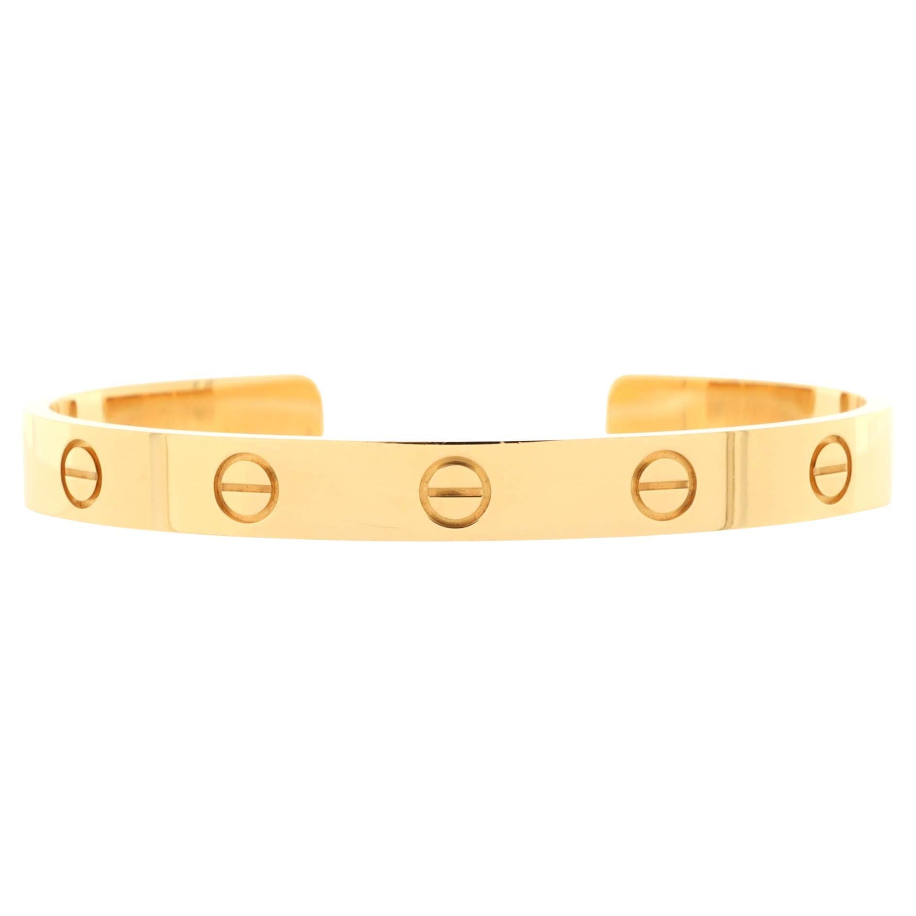 Cartier Love Cuff Bracelet 18K Yellow Gold For Sale at 1stDibs