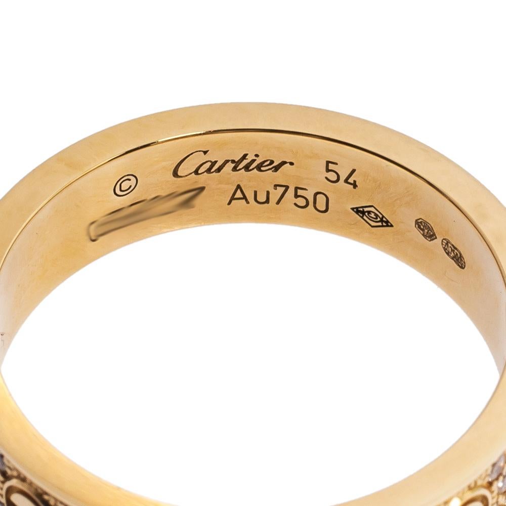 Cartier Love Diamond 18K Rose Gold Wedding Band Ring EU 54 at 1stDibs