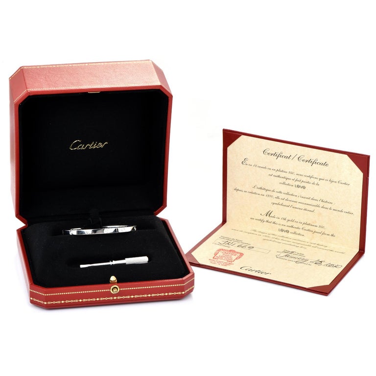 Cartier Love Diamond 18k White Small Model Bracelet Box Paper For Sale ...