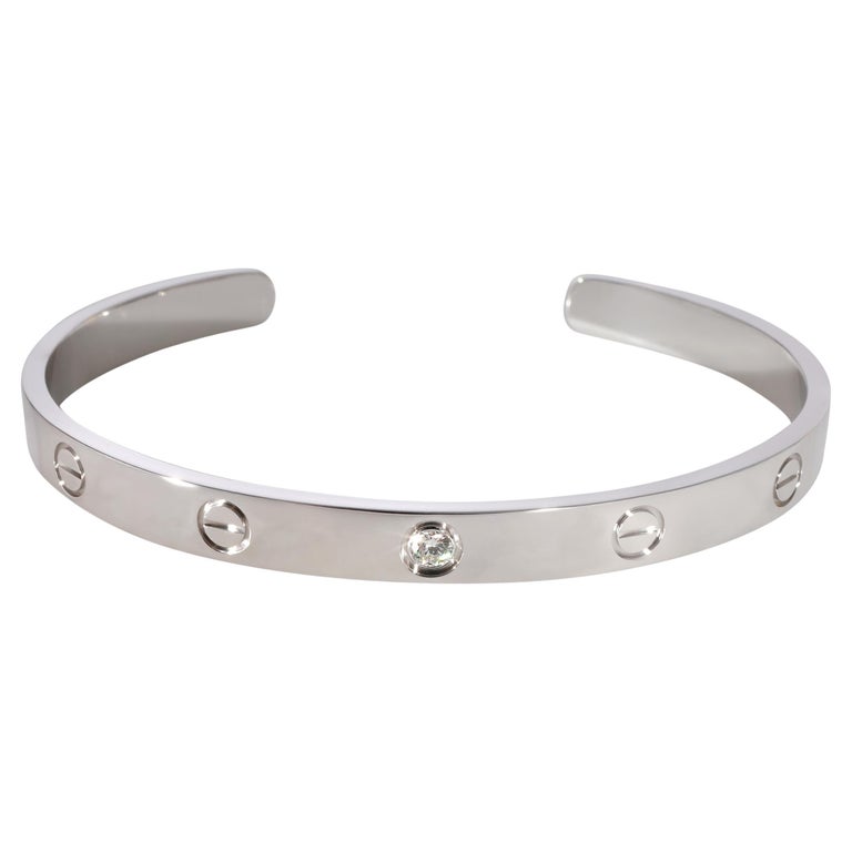 Cartier Love Diamond Cuff in 18k White Gold 0.1 CTW For Sale at 1stDibs
