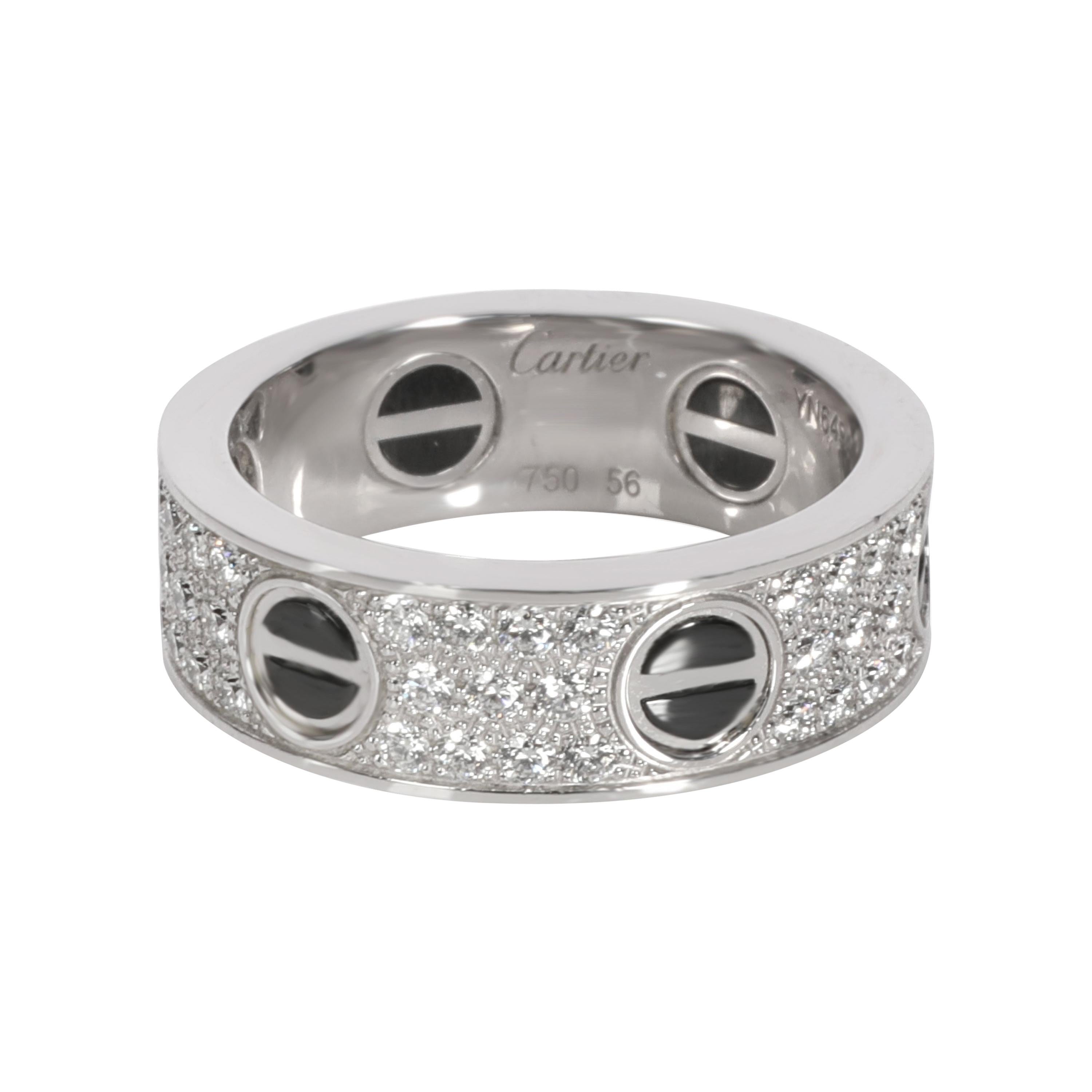 Cartier Love Diamond Ring in 18K White Gold/Ceramic 0.74 CTW For Sale ...