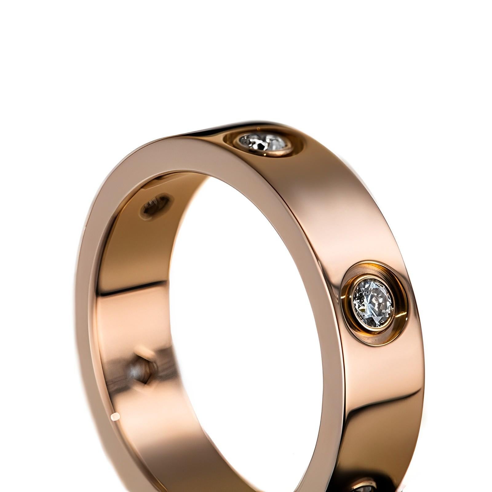 Cartier Love Diamond Rose Gold Ring For Sale at 1stDibs
