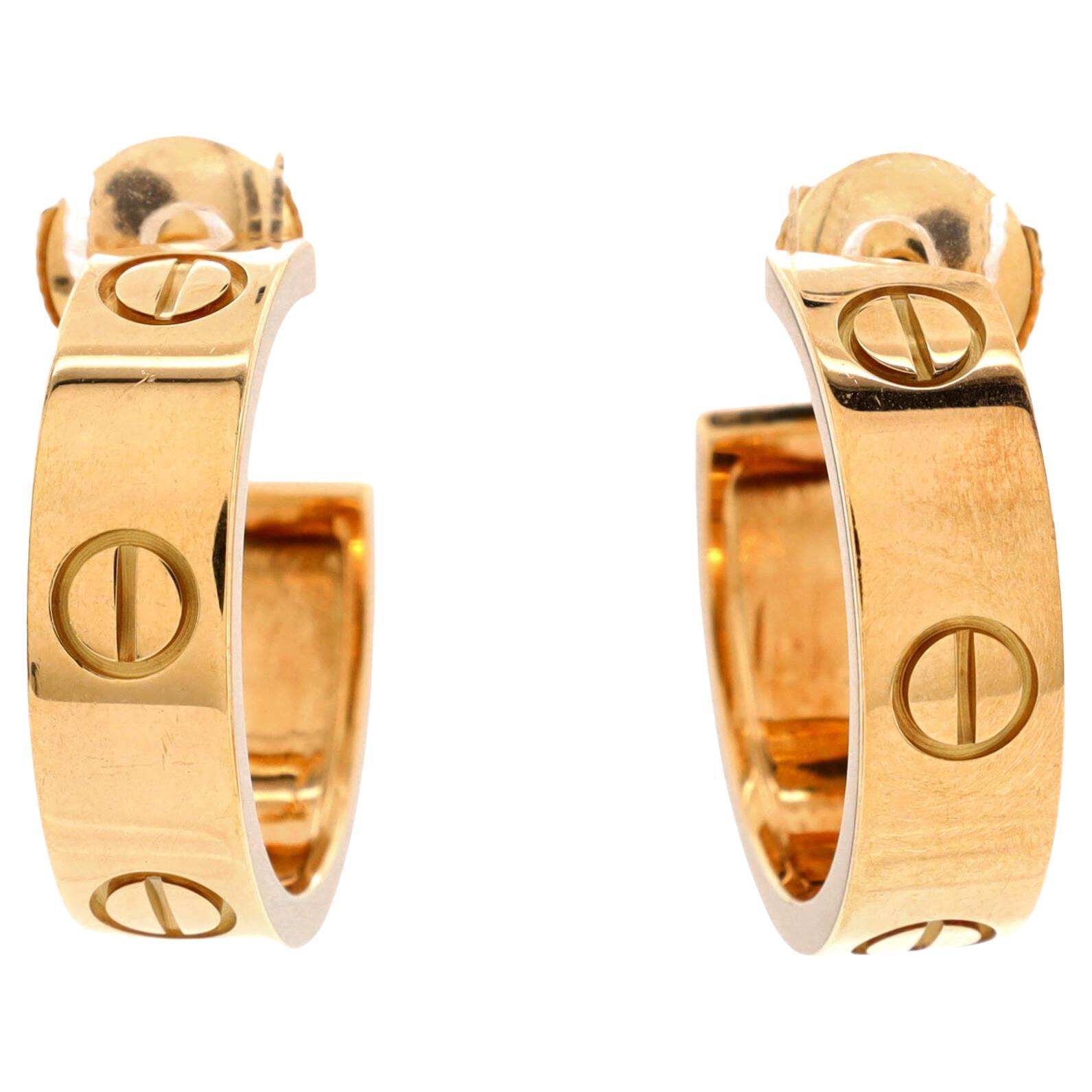 Cartier Love Hoop Earrings 18k Yellow Gold For Sale at 1stDibs