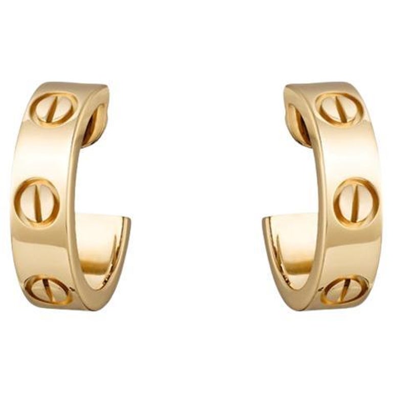 Cartier Love Hoop Earrings 18K Yellow Gold Original Box and Papers For ...