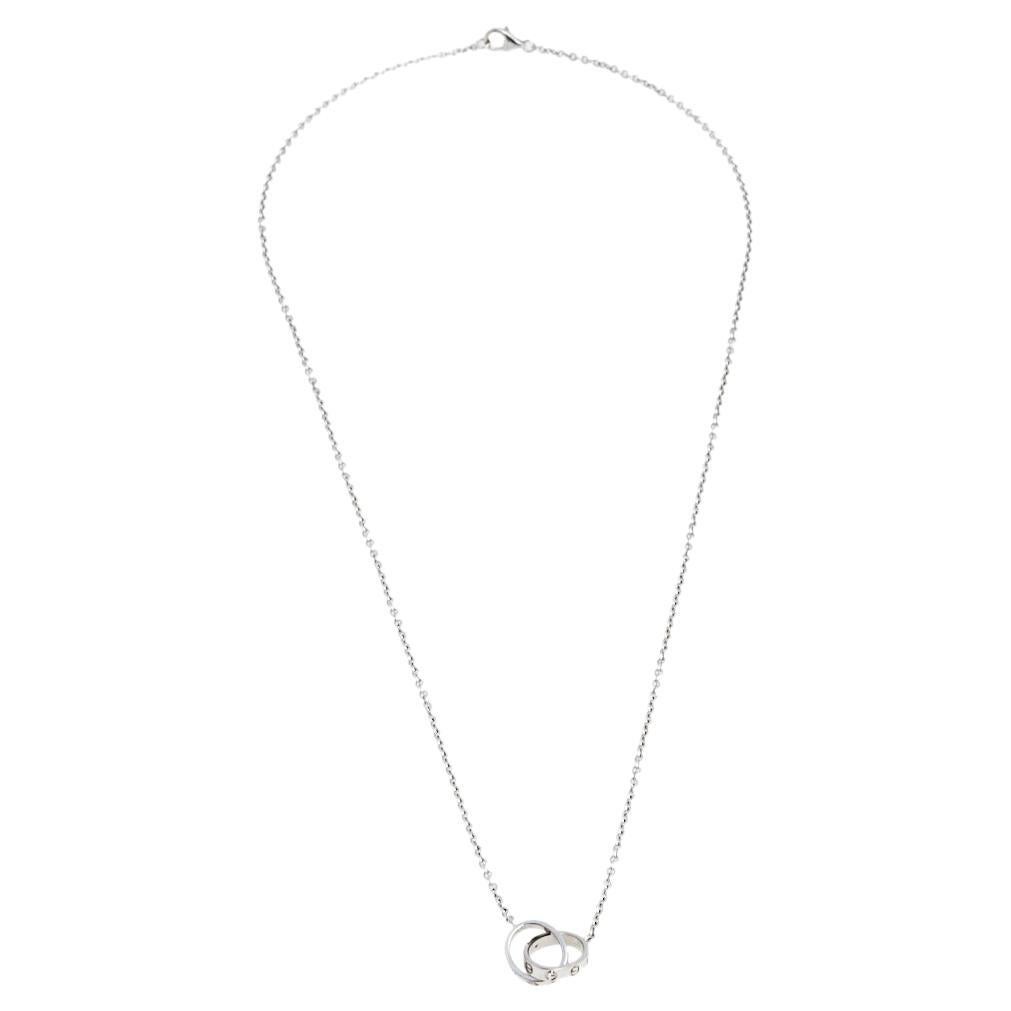 Cartier Love Interlocking 2 Loop 18K White Gold Necklace at 1stDibs