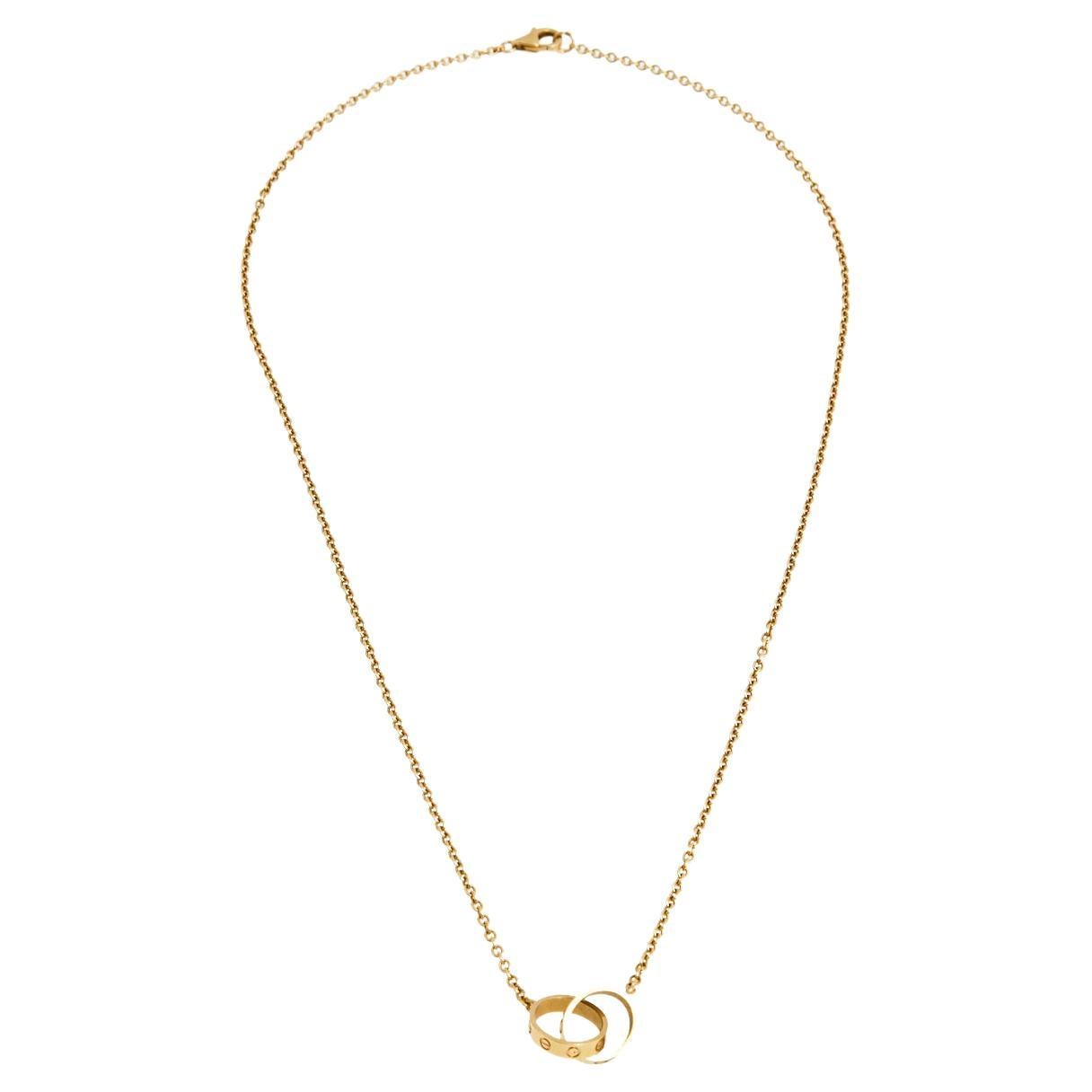 Cartier Love Interlocking 2 Loops 18K Yellow Gold Pendant Necklace at ...