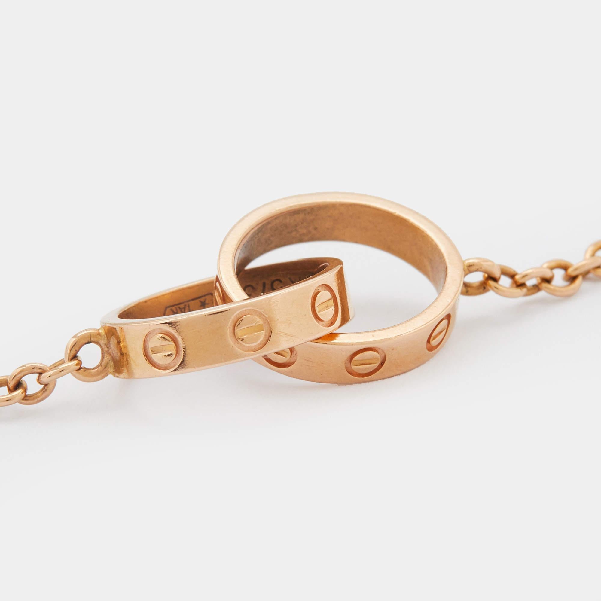 Cartier Love Interlocking Loops 18k Rose Gold Bracelet For Sale at 1stDibs