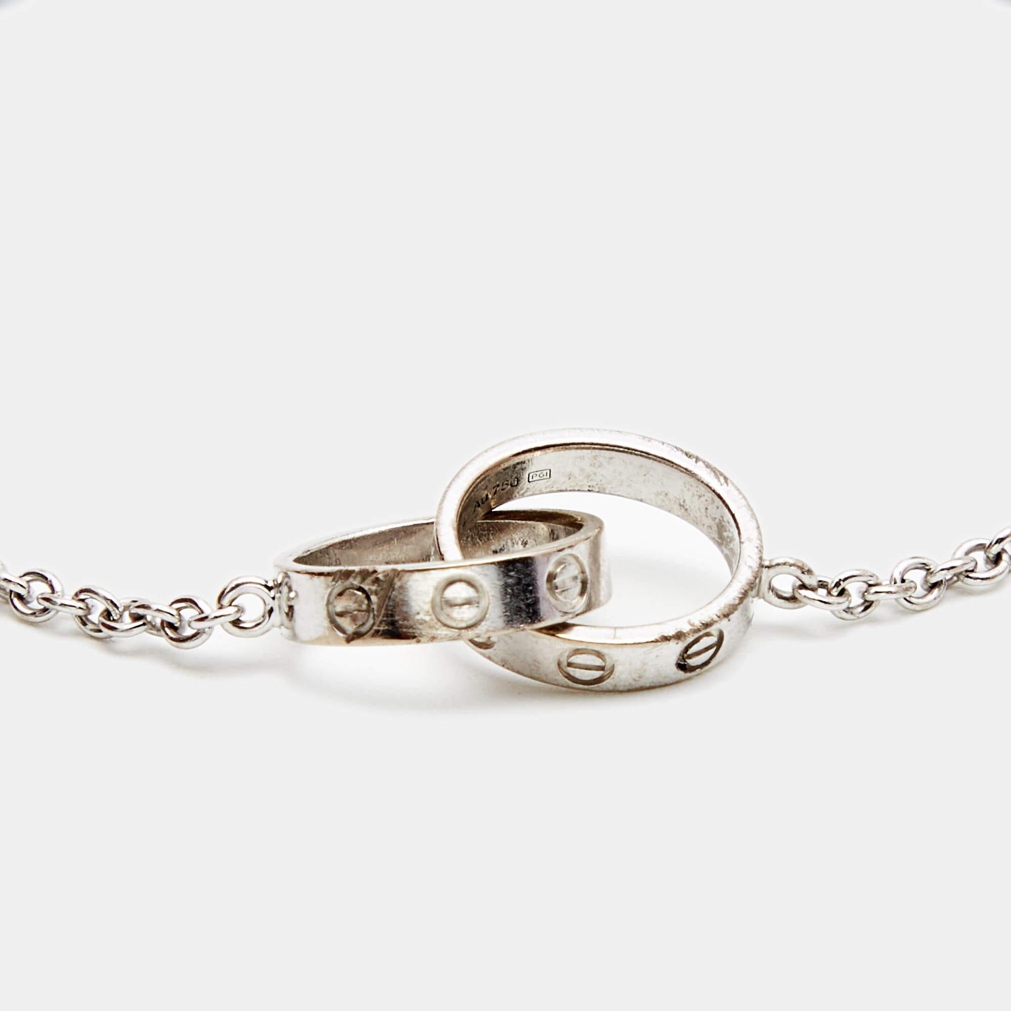 Cartier Love Interlocking Loops 18k White Gold Bracelet For Sale at 1stDibs
