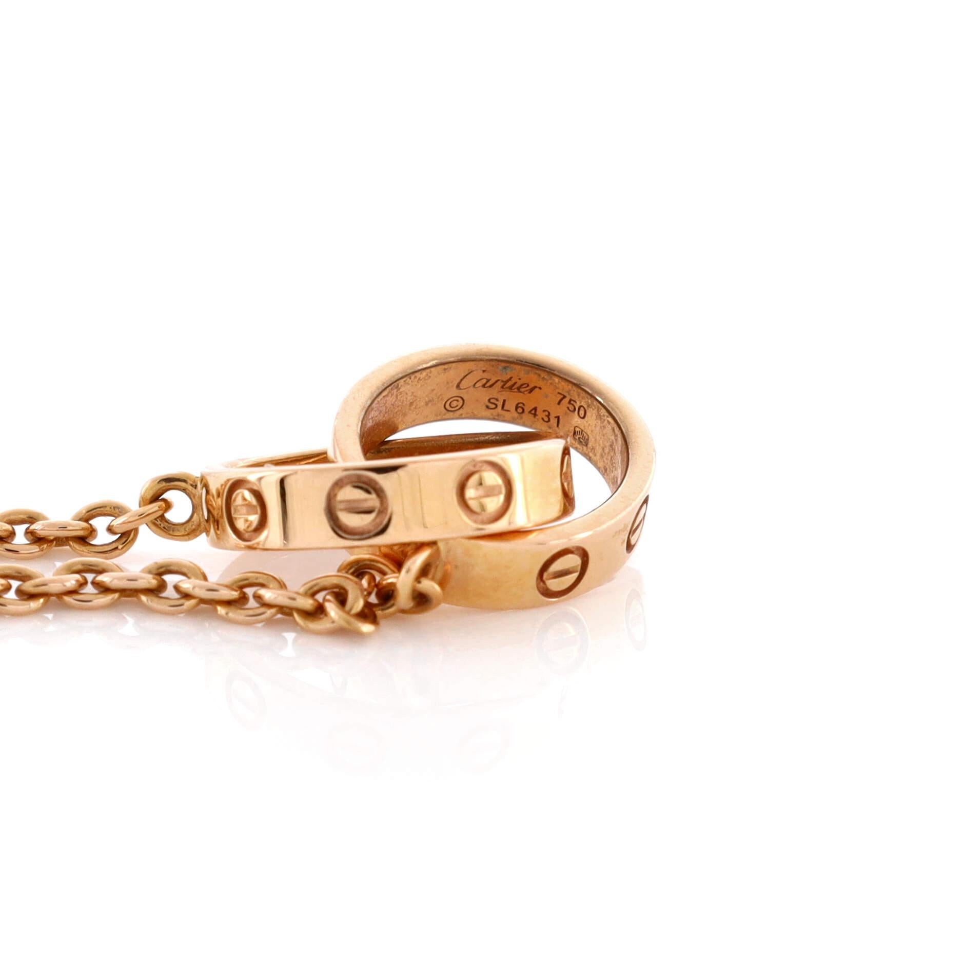 Cartier Love Interlocking Necklace 18K Rose Gold For Sale at 1stDibs