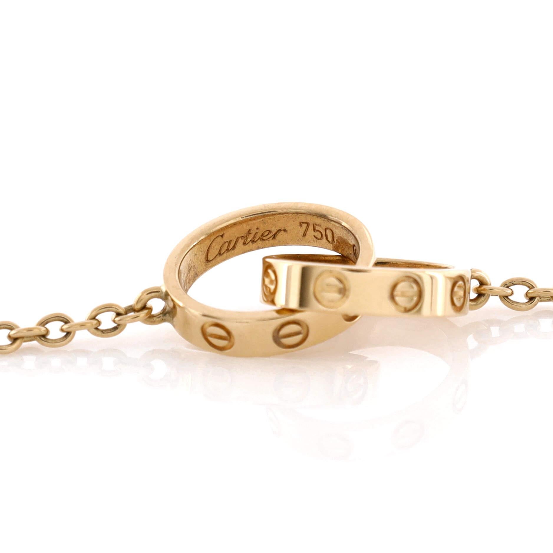 Cartier Love Interlocking Necklace 18K Yellow Gold For Sale at 1stDibs