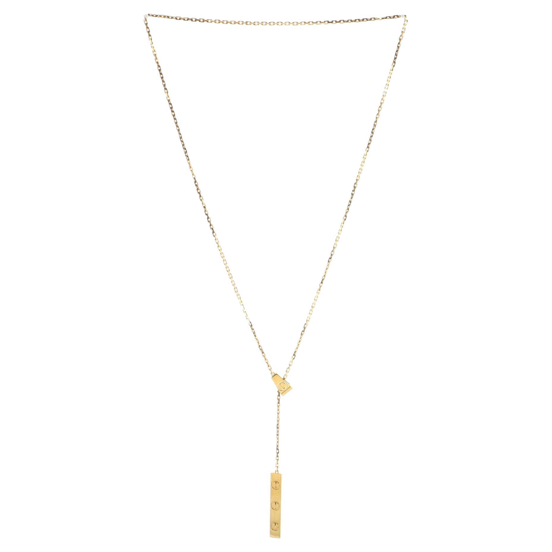 18 Karat Yellow Gold Diamond Lariat Necklace For Sale at 1stDibs