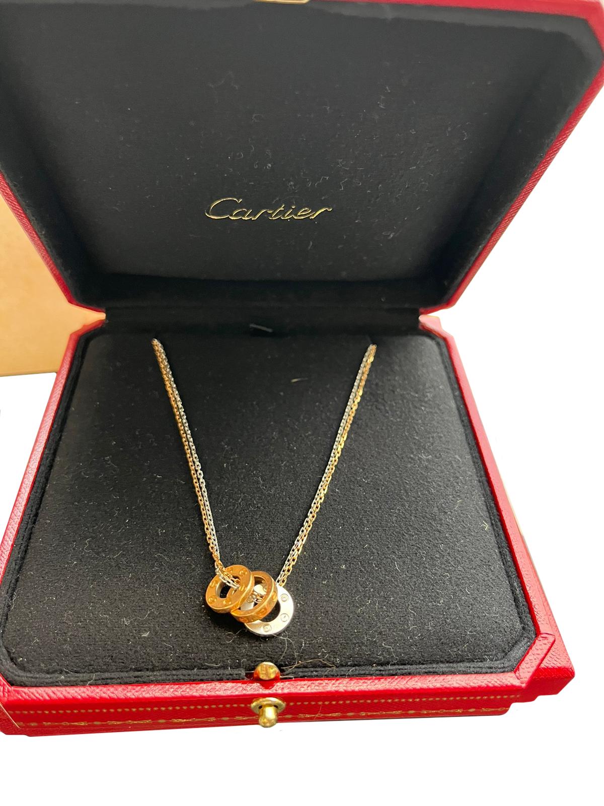 Cartier Love Necklace 0.01 6 Brilliant Cut Diamonds 18K Rose / White ...