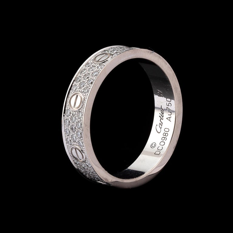 Cartier Love Pavé Diamond Ring at 1stDibs | cartier love pave ring