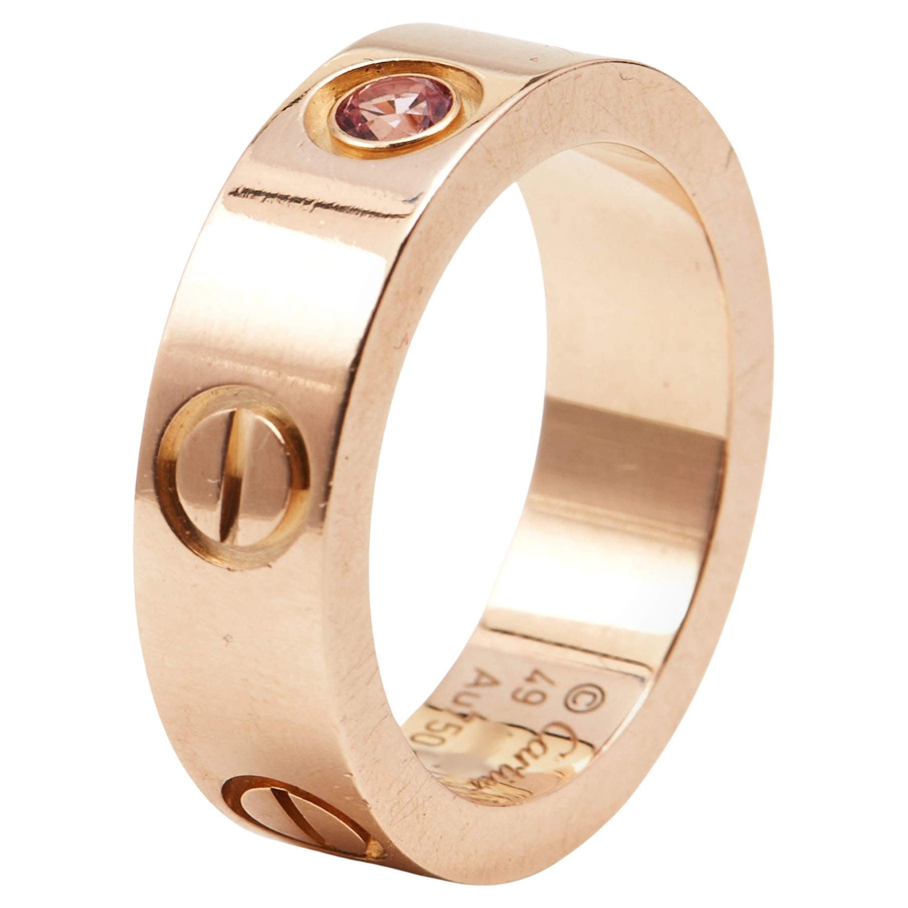 Cartier Love Pink Sapphire Ring 18K Rose Gold Size 50 US 5.25 For Sale ...