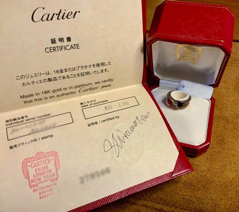 Cartier Love Ring with 3 Diamonds Original Box and Papers at 1stDibs