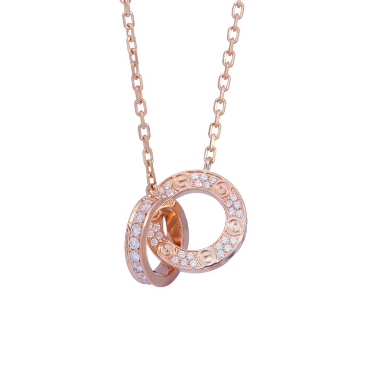 Cartier Love Rose Gold Diamond Necklace For Sale at 1stDibs