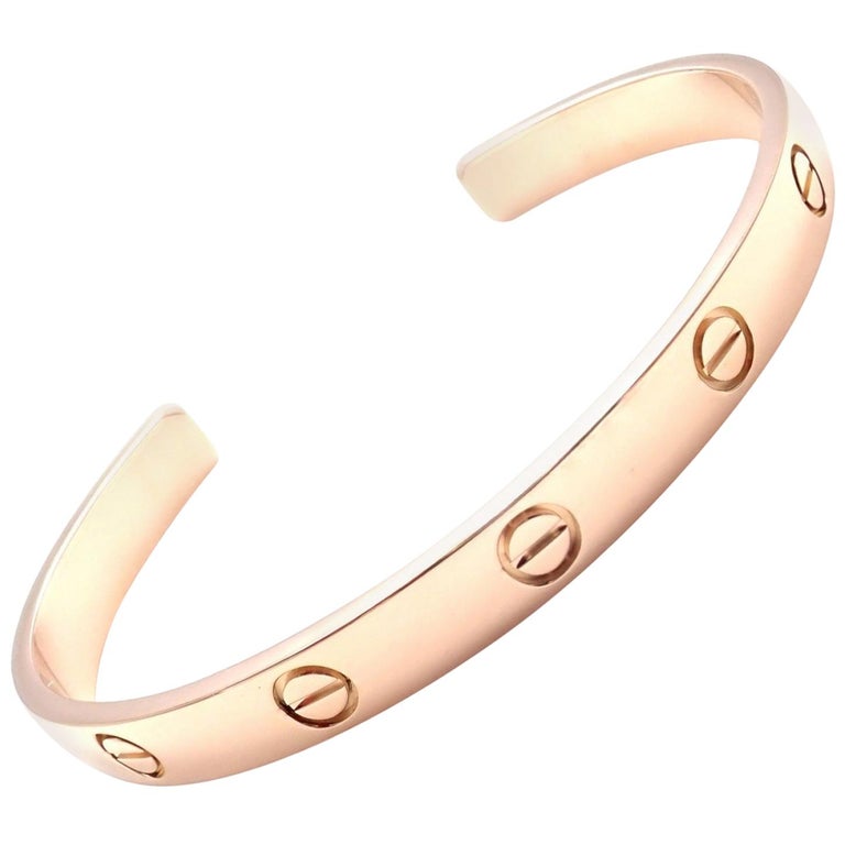 Cartier Love Rose Gold Open Cuff Bangle Bracelet at 1stDibs