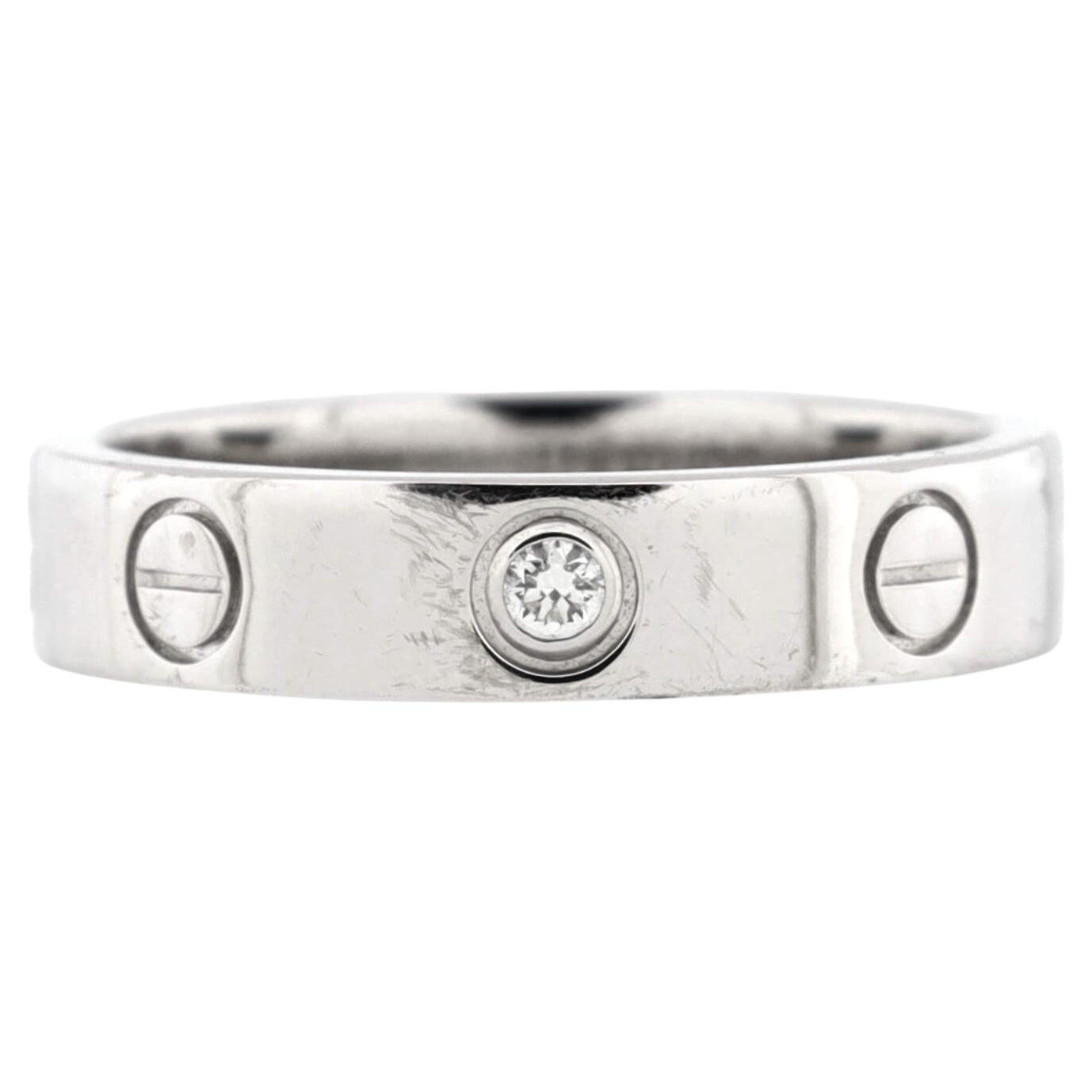 Cartier Love Wedding Band 1 Diamond Ring 18K White Gold with Diamond ...