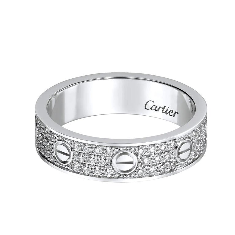 Cartier Love Wedding Band Brilliant-Cut Diamond-Paved 18K White Gold ...