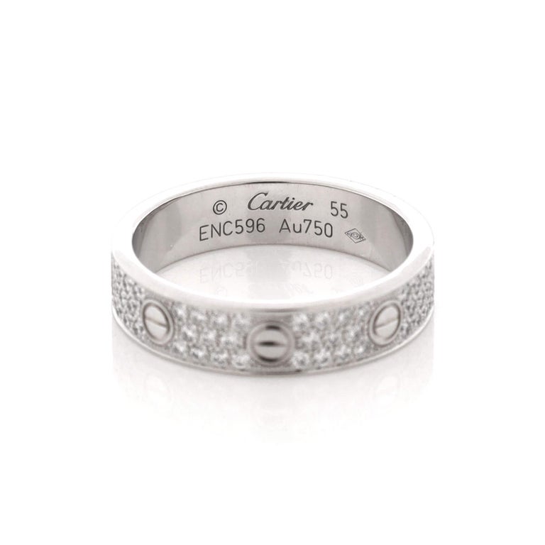 Cartier Love Wedding Band Pave Diamonds Ring 18k White Gold and ...
