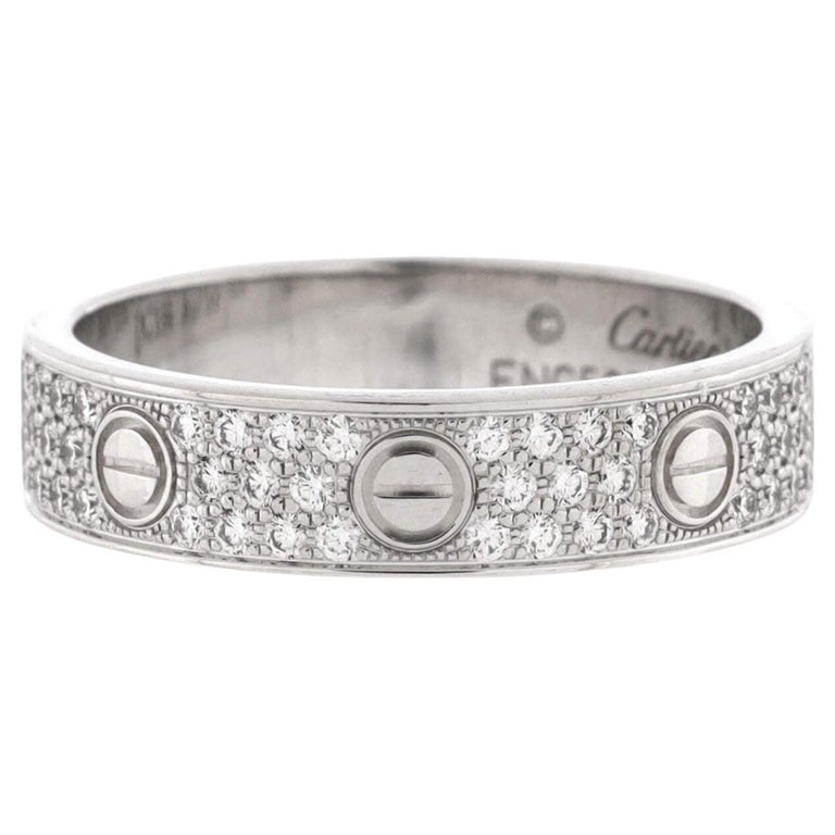 Cartier Love Wedding Band Pave Diamonds Ring 18k White Gold and ...