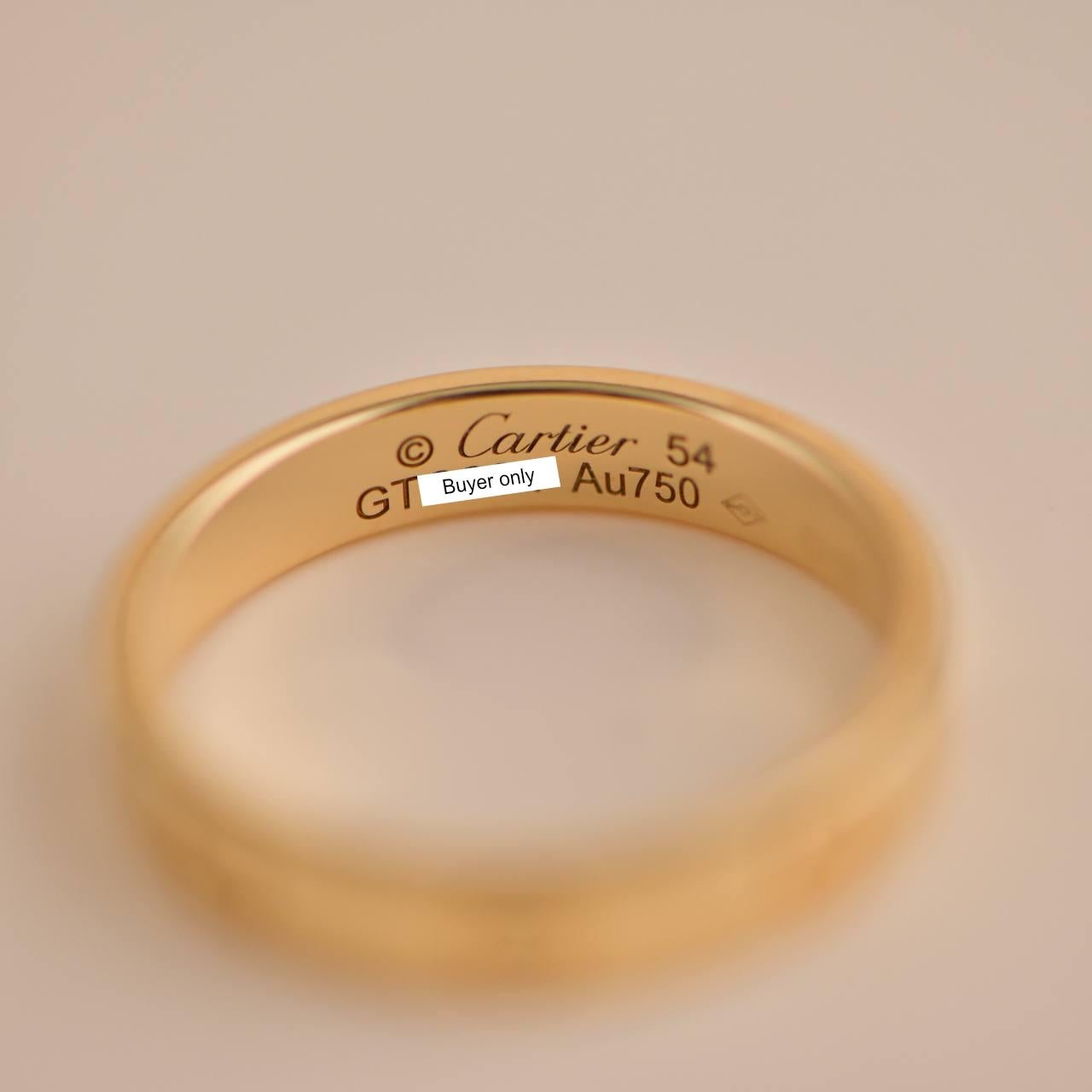 Cartier Love Wedding Ring Yellow Gold Size 54 For Sale at 1stDibs