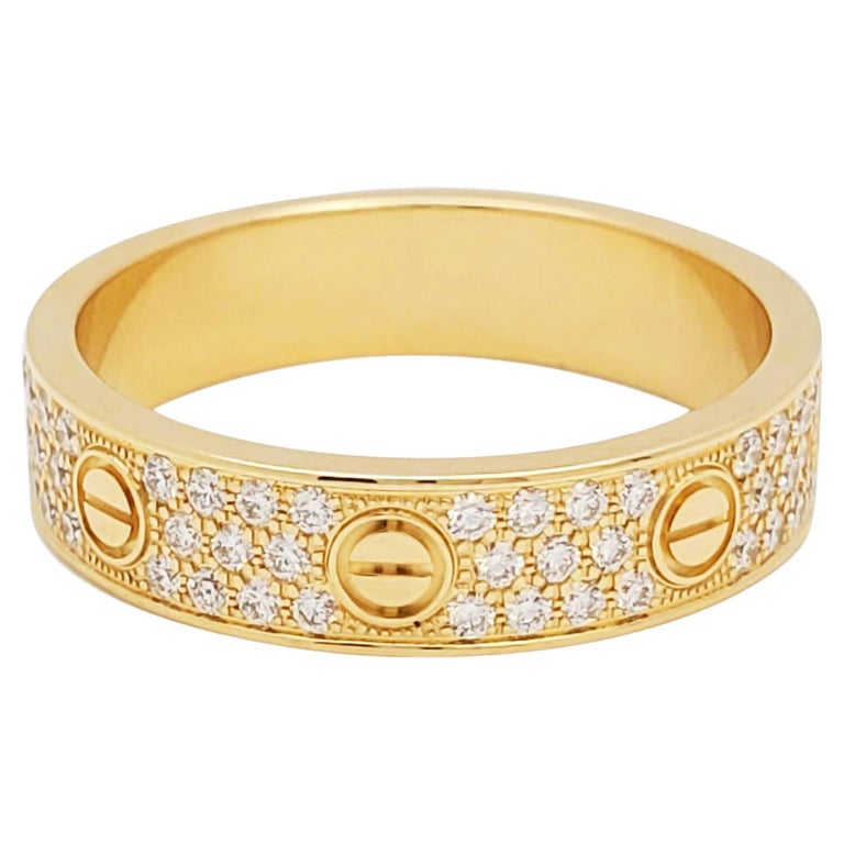 Cartier Love Yellow Gold Diamond Wedding Band For Sale at 1stDibs