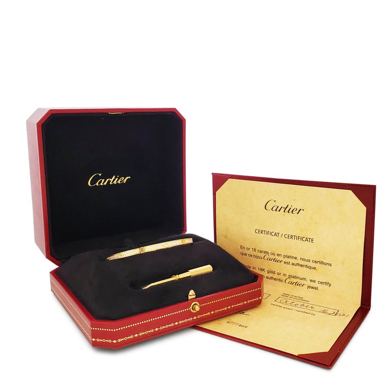 Cartier 'Love' Yellow Gold Paved Diamond Bracelet, Small Model For Sale ...