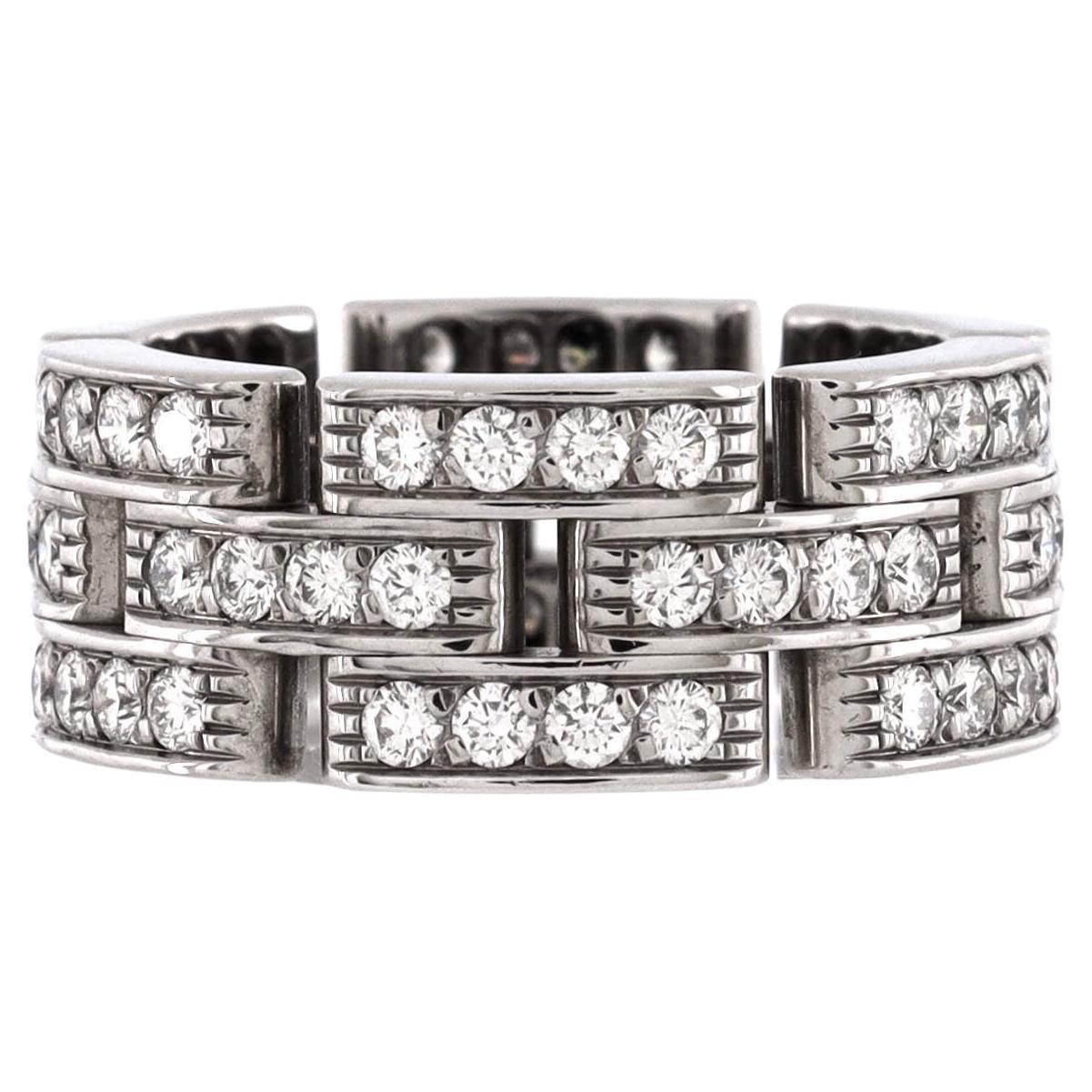 Cartier Three Row Paved Diamond Band Ring For Sale at 1stDibs