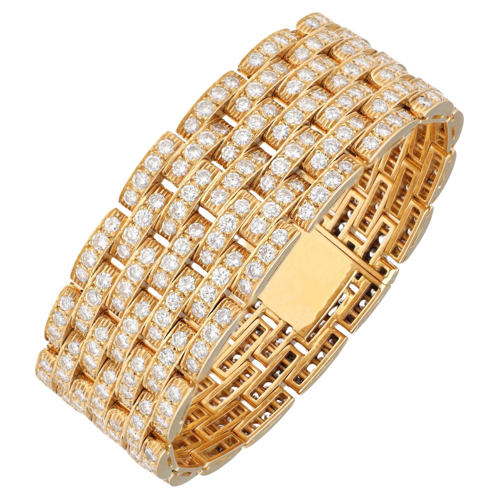 Cartier Maillon Panthere Five-Row Diamond and 18K White Gold Bracelet ...