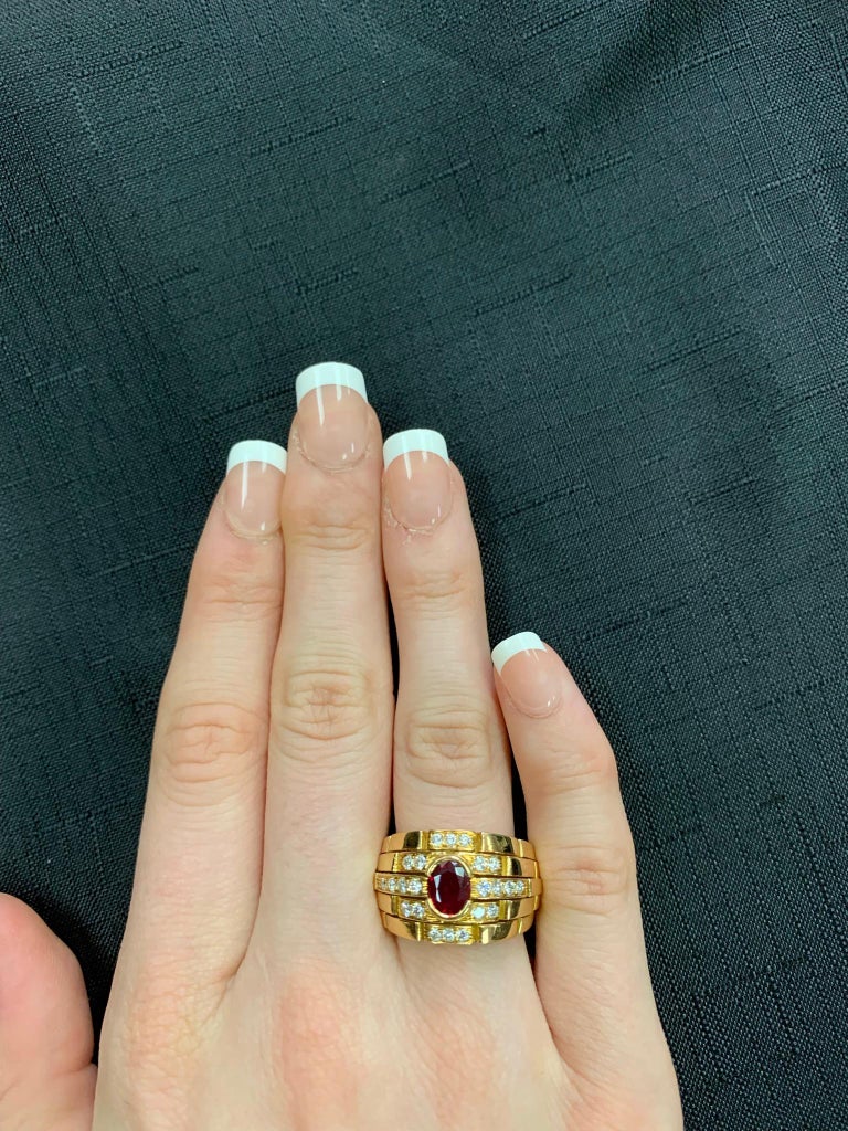 Cartier Maillon Panthere Design Oval Ruby and Diamonds Ring, 18 Karat ...