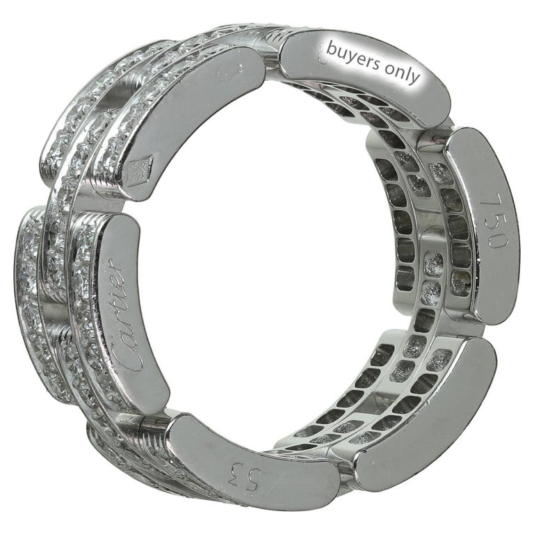 Cartier Maillon Panthere Full Diamond White Gold 3-Row Ring For Sale at ...