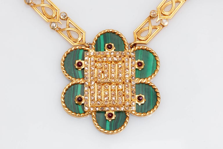 Cartier Malachite Ruby Gold Drop Necklace at 1stDibs