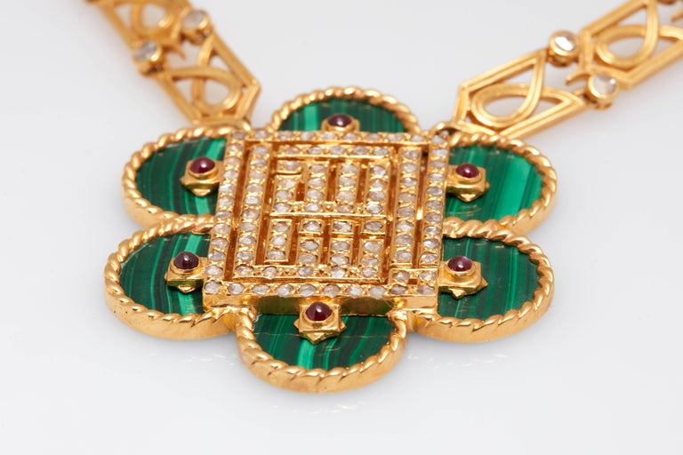 Cartier Malachite Ruby Gold Drop Necklace at 1stDibs