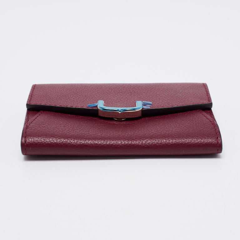 Cartier Maroon Leather C De Cartier Compact Wallet For Sale at 1stDibs