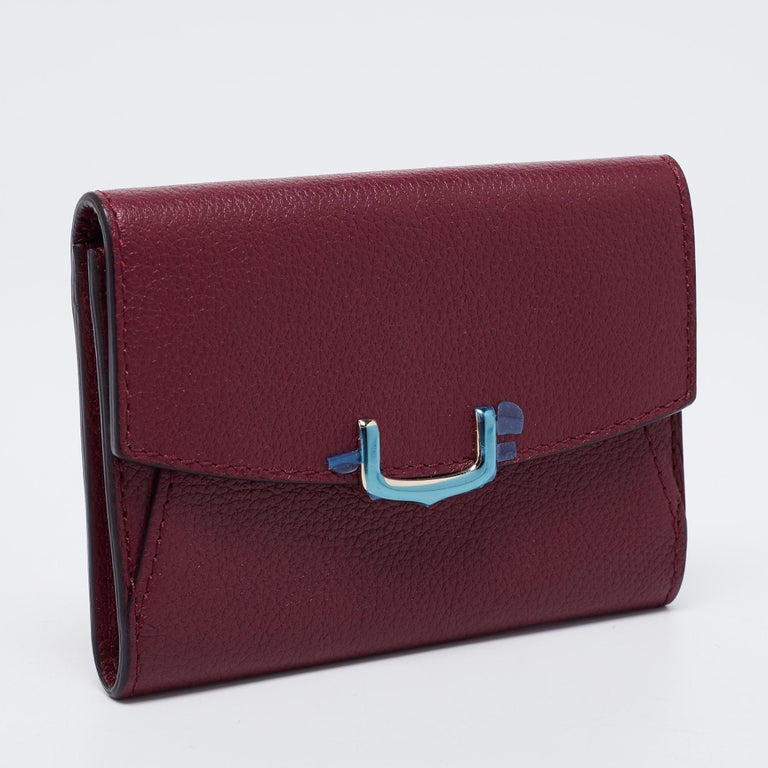 Cartier Maroon Leather C De Cartier Compact Wallet For Sale at 1stDibs