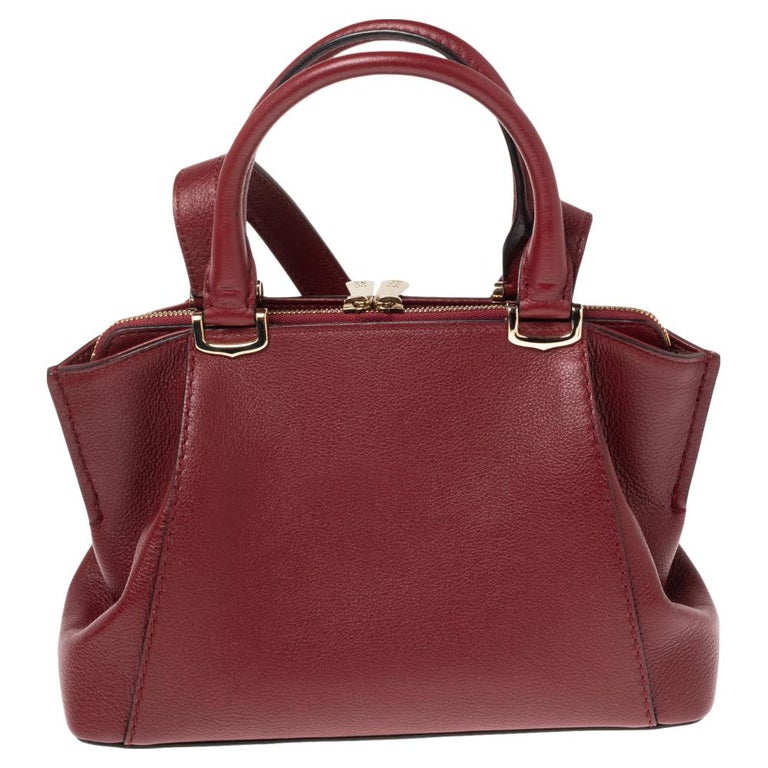 Cartier Maroon Leather Mini C de Cartier Satchel at 1stDibs