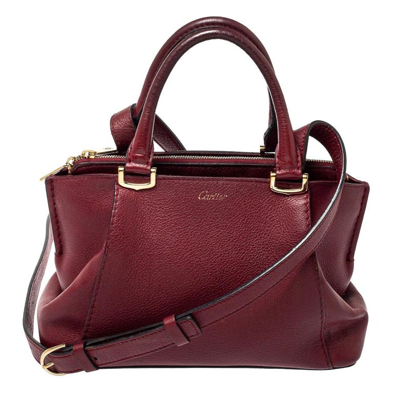 Cartier Maroon Leather Mini C de Cartier Satchel at 1stDibs