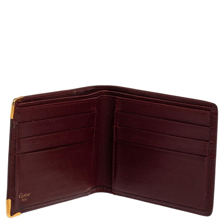 Cartier Maroon Leather Must De Cartier 6CC Bifold Wallet at 1stDibs