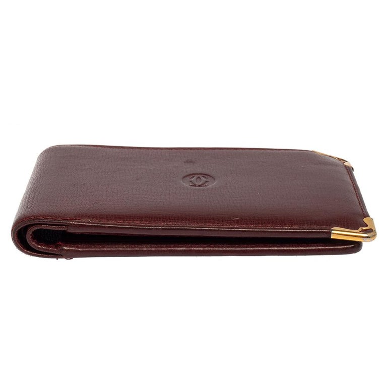 Cartier Maroon Leather Must De Cartier 6CC Bifold Wallet at 1stDibs