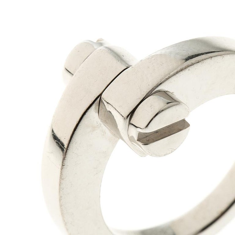 Cartier Menotte 18k White Gold Ring Size 50 For Sale at 1stDibs