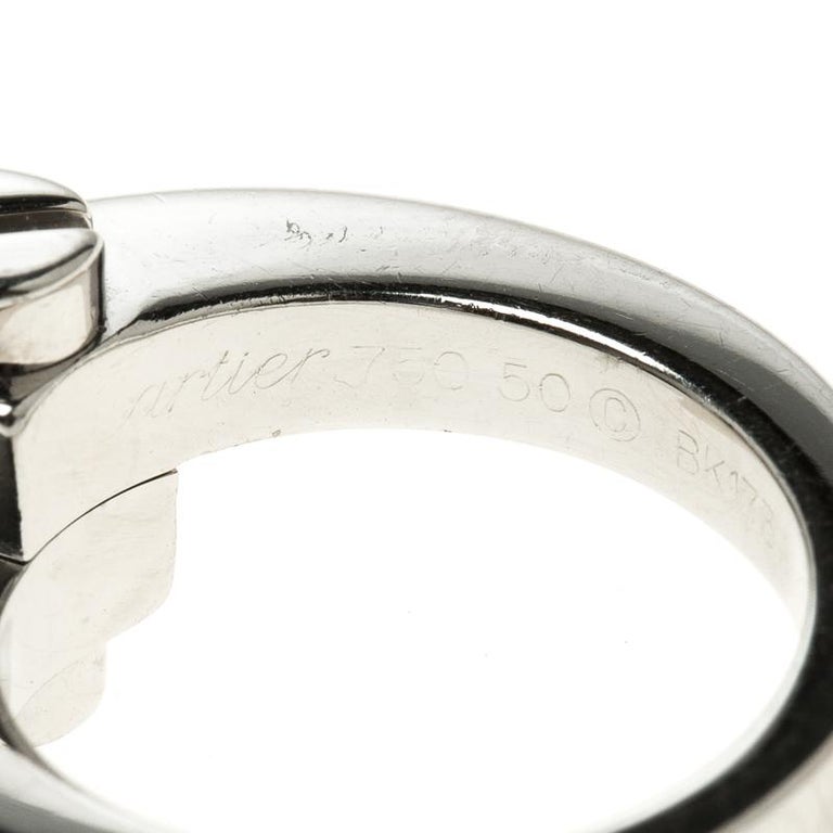 Cartier Menotte 18k White Gold Ring Size 50 For Sale at 1stDibs