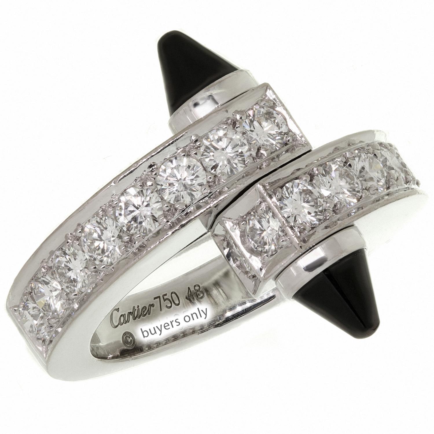 Cartier Menotte Diamond Black Onyx White Gold Ring at 1stDibs