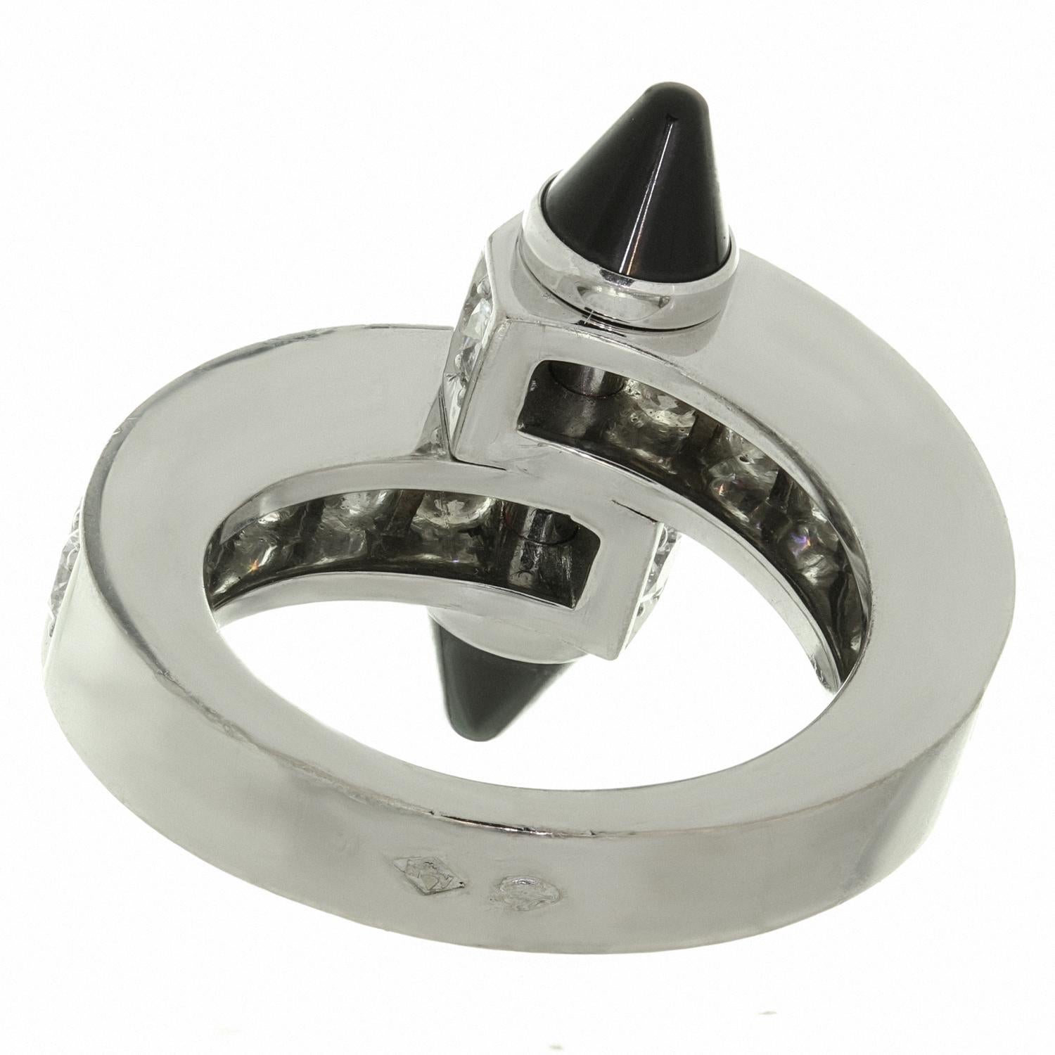 Cartier Menotte Diamond Black Onyx White Gold Ring at 1stDibs