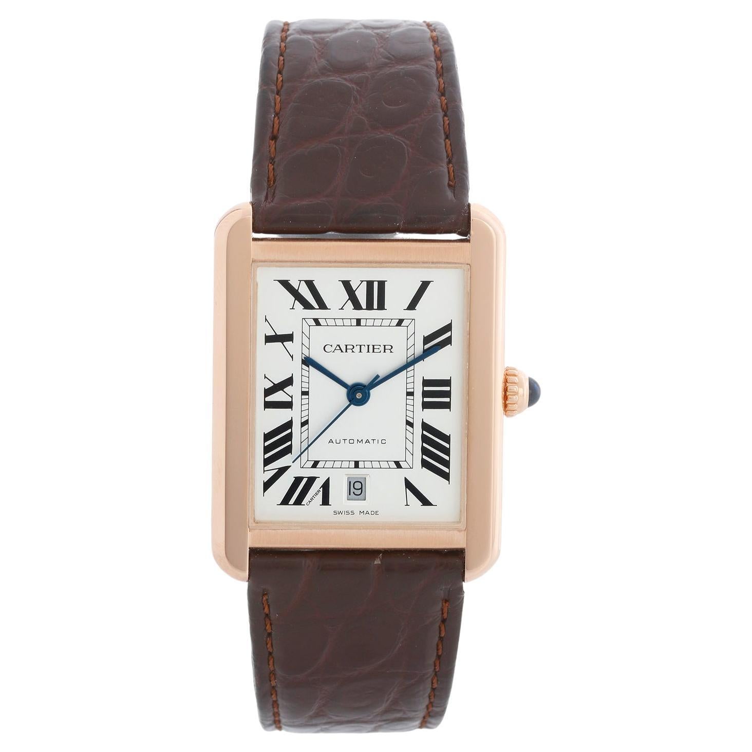 Cartier Men's Extra Large Tank Solo Stainless Steel and Rose Gold Watch ...