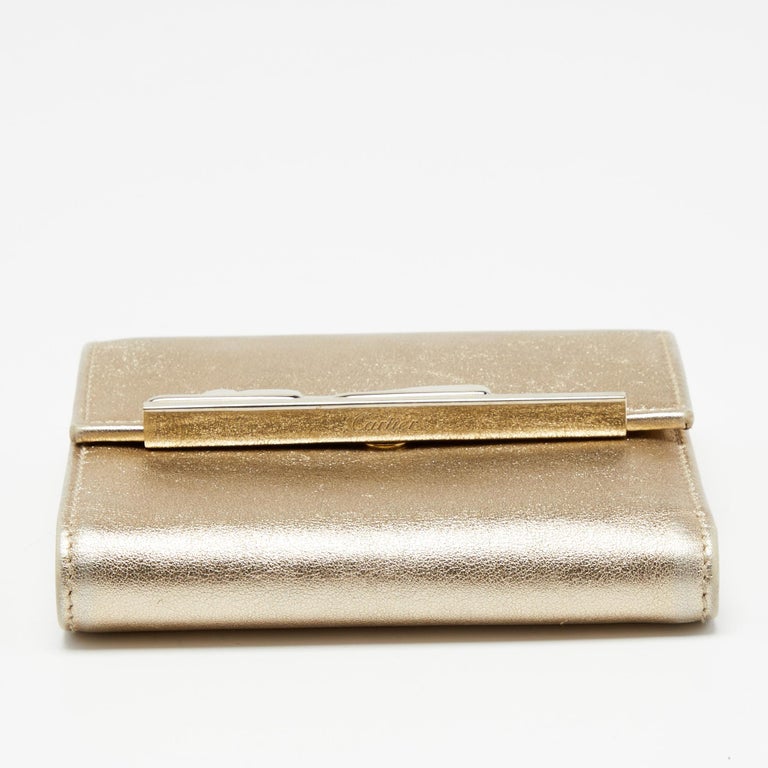Cartier Metallic Gold Leather Compact Wallet at 1stDibs