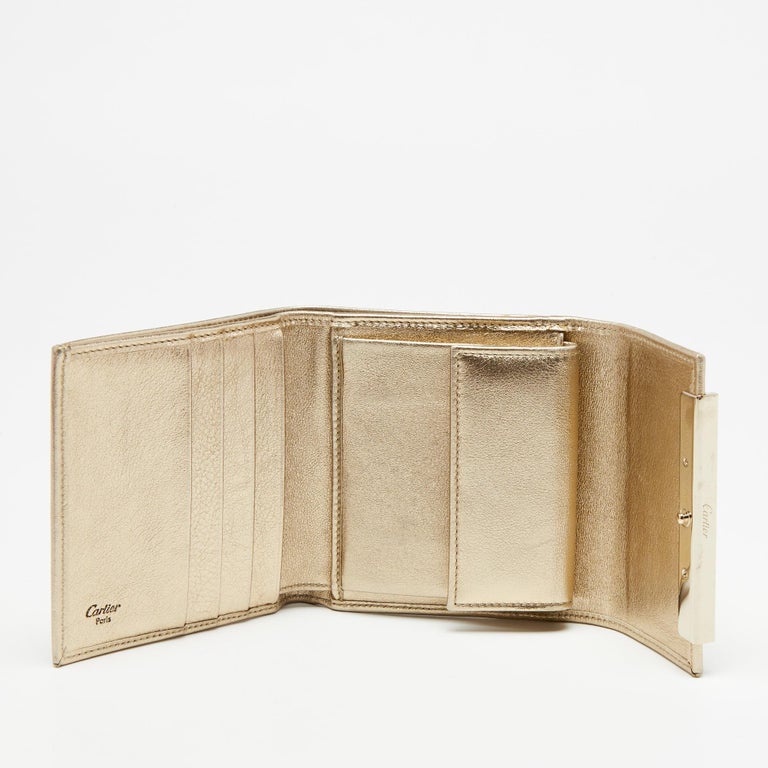 Cartier Metallic Gold Leather Compact Wallet at 1stDibs